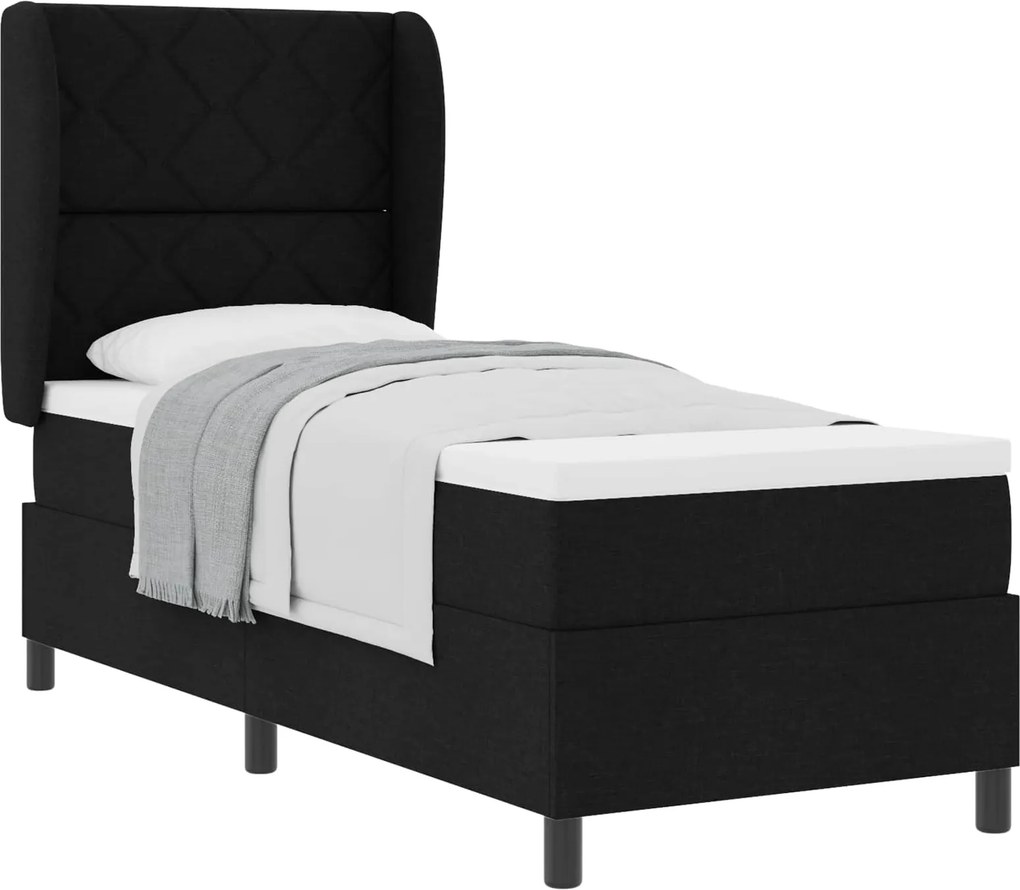 Postel s boxspringem s čelo Černá 80 x 200 cm textil 3340594