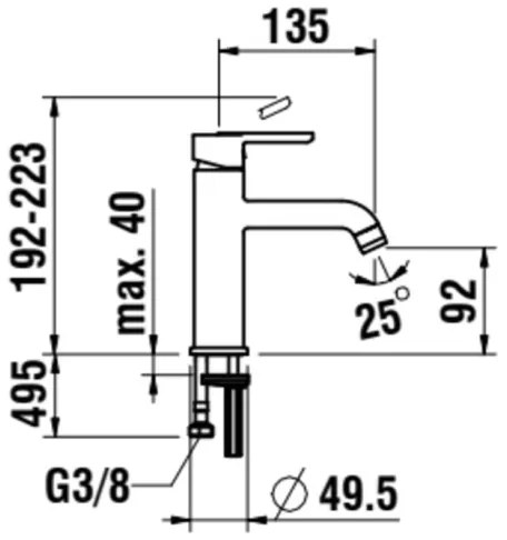 LAUFEN H3110810811201 - Umyvadlová baterie LUA 19,2 cm matná černá
