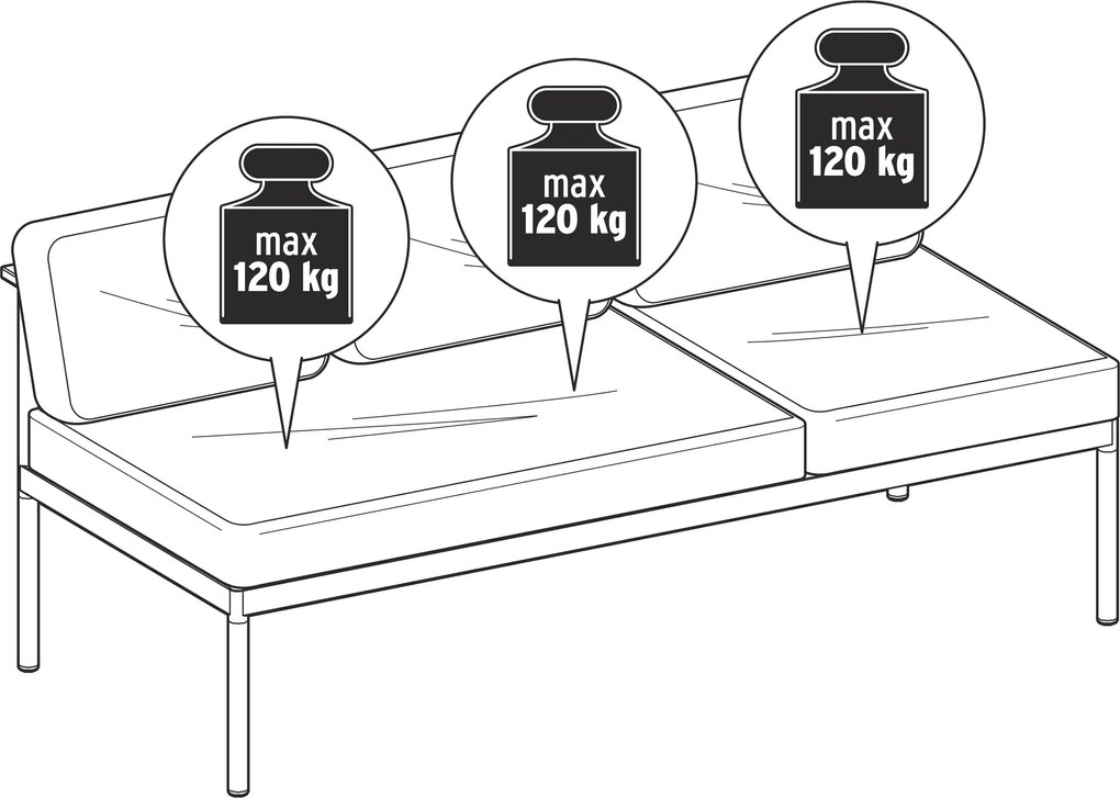 Tchibo - Zahradní lavice 2 v 1 – lehátko »Elin« - barva: černá