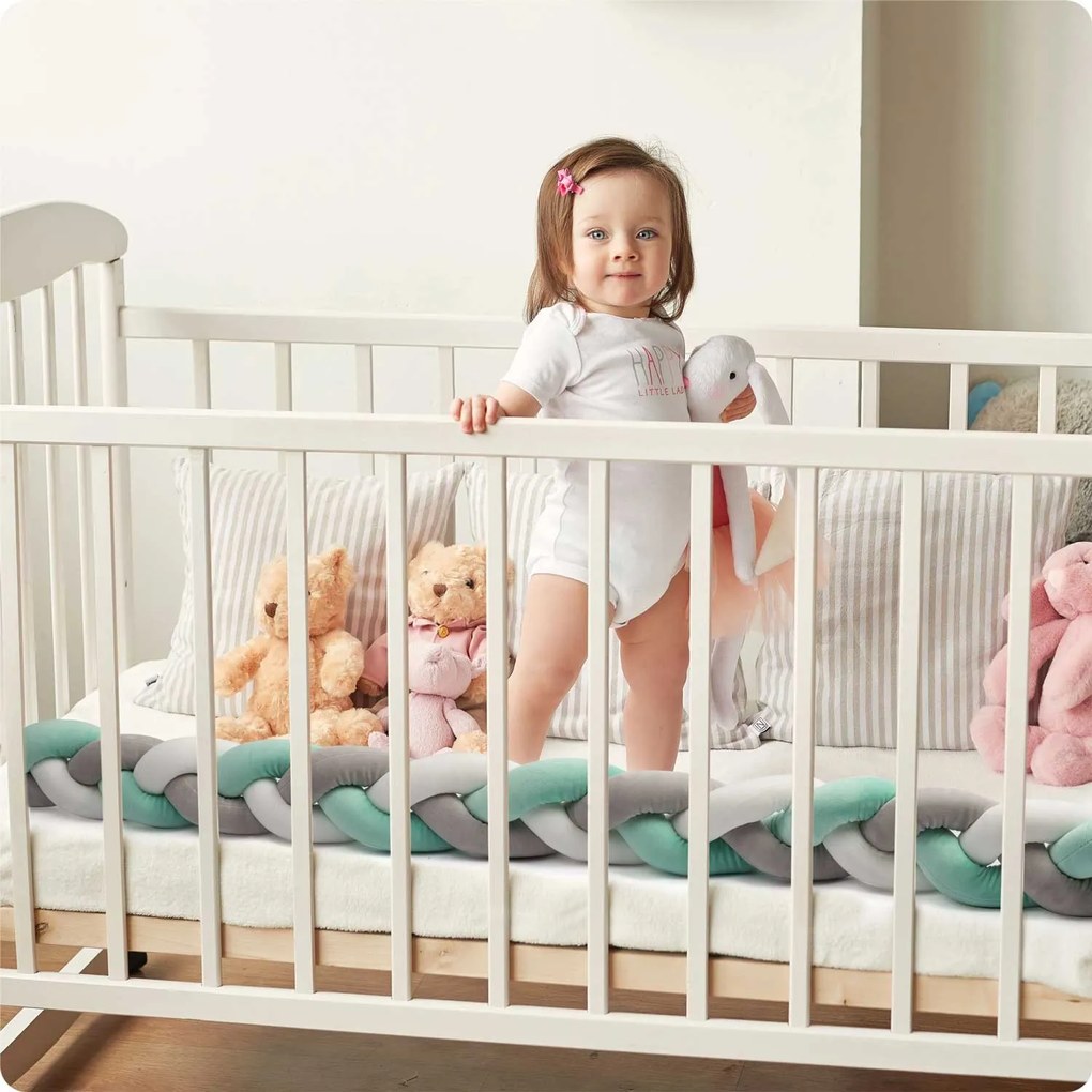 Ricokids nárazník do postýlky 2m - mátově šedý