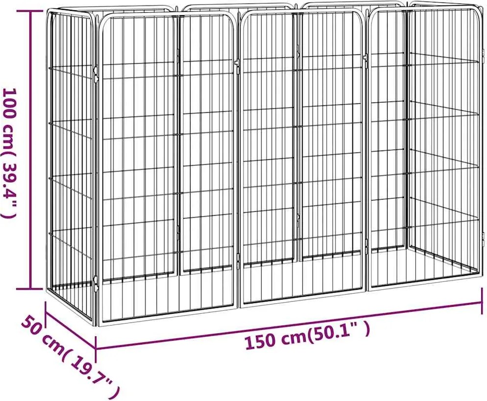 8panelová ohrádka pro psy černá 50 x 100 cm práškovaná ocel 3115958