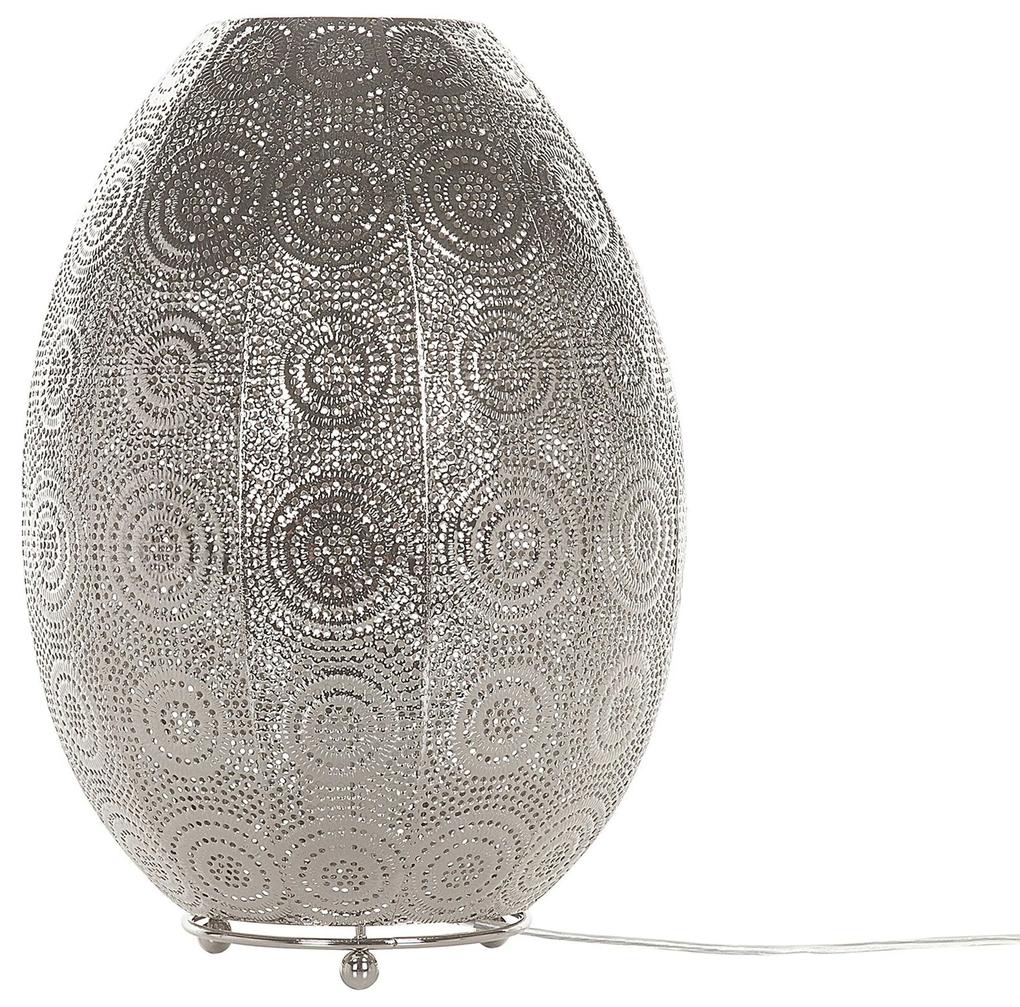 Kovová stolní lampa marocká lucerna stříbrná MARINGA Beliani