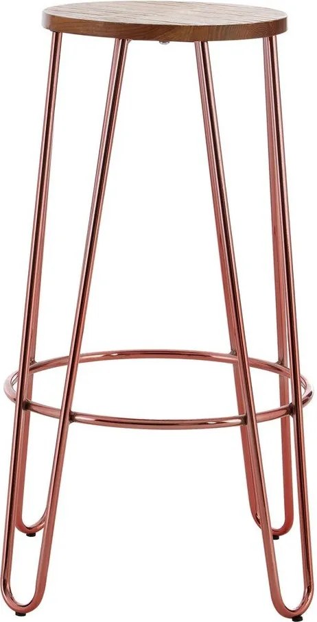 Barová stolička z jilmového dřeva v přírodní barvě/v růžovo zlaté barvě (výška sedáku 75 cm) District – Premier Housewares