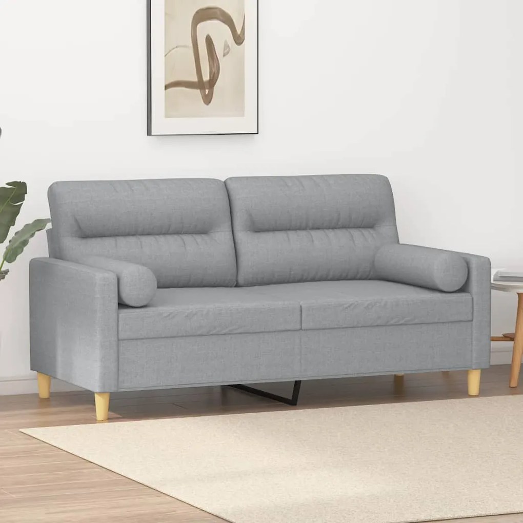 2místná pohovka s polštáři světle šedá 140 cm textil 3200821