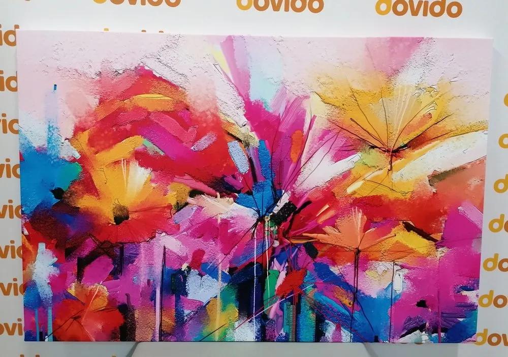 Obraz abstraktní barevné květy - 120x80 cm