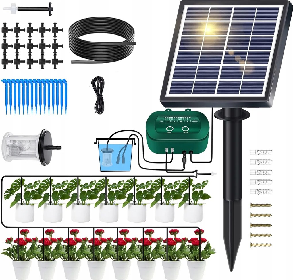 Solární Zavlažovací Systém S 12 Režimy A Nastavitelným Panelem