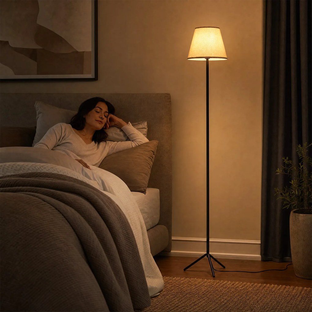 Costway Moderní stojací lampa s látkovým stínidlem E 27 Stojací lampa s kovovým