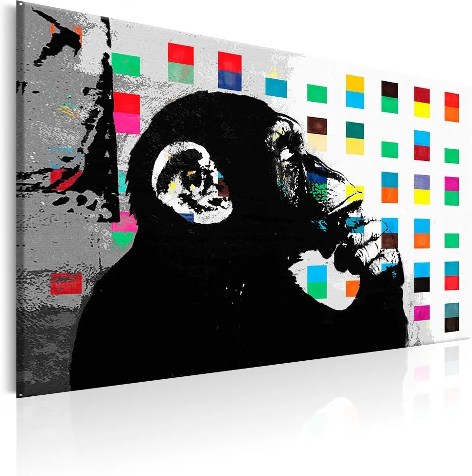 Obraz na plátně Bimago - Banksy The Thinker Monkey 120x80 cm