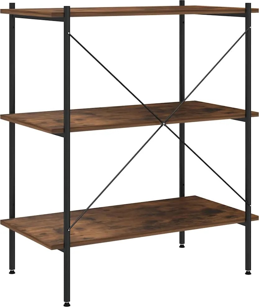 Policový regál se 3 policemi černý a přírodní 80 x 40 x 92 cm 336341