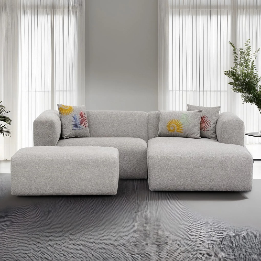 Hanah Home Hanah Home Rohová pohovka LINDEN MINI pravá světle šedá