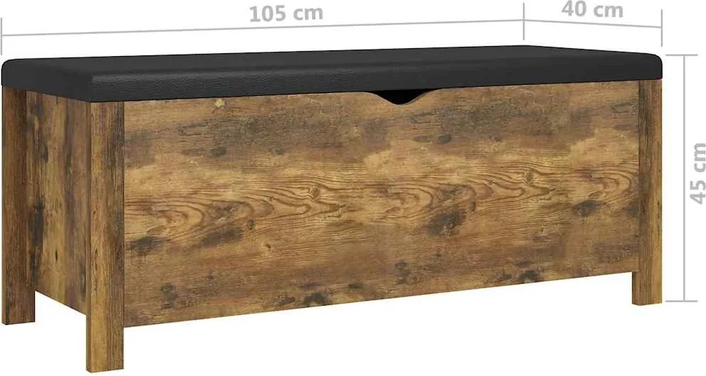 Úložný box s poduškou kouřový dub 105x40x45cm kompozitní dřevo 326776