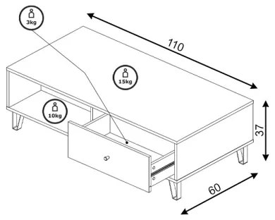 Konferenční stolek SULA dub artisan/bílá