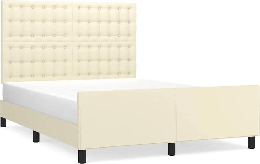 Rám postele s čelem krémový 140x190 cm umělá kůže 3125569