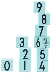 Dřevěné kostky Numbers Turquoise Design Letters