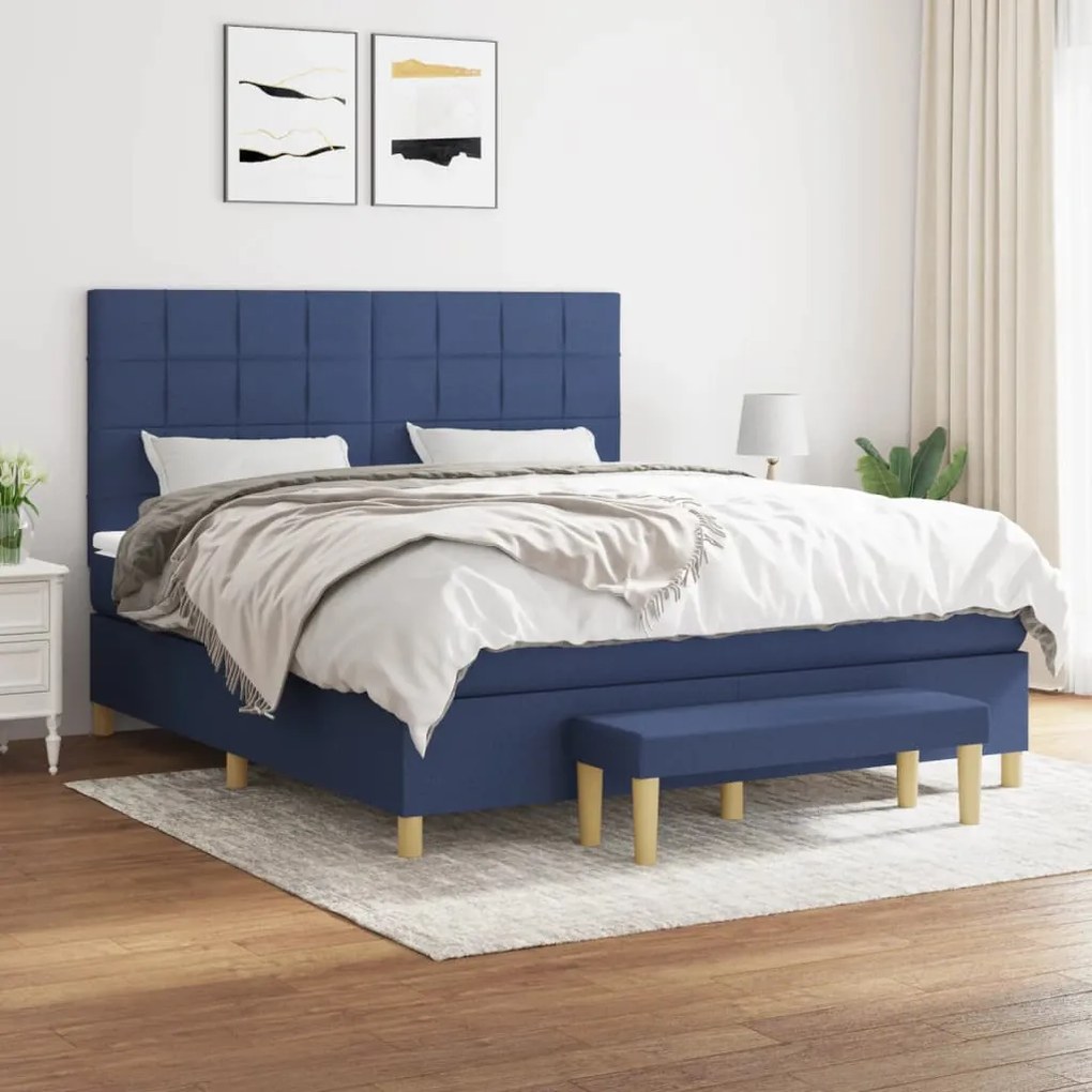 Box spring postel s matrací modrá 160x200 cm textil 3137171