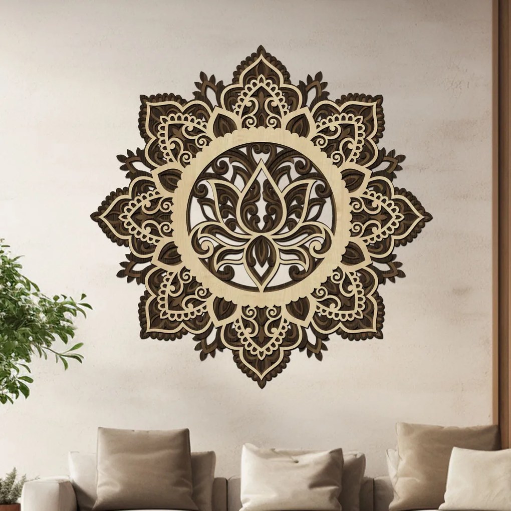 dřevo života 4 dílná mandala SÍLA OKAMŽIKU Zvolte rozměr (cm): 95, Zvolte barevný dekor: ořech-wenge