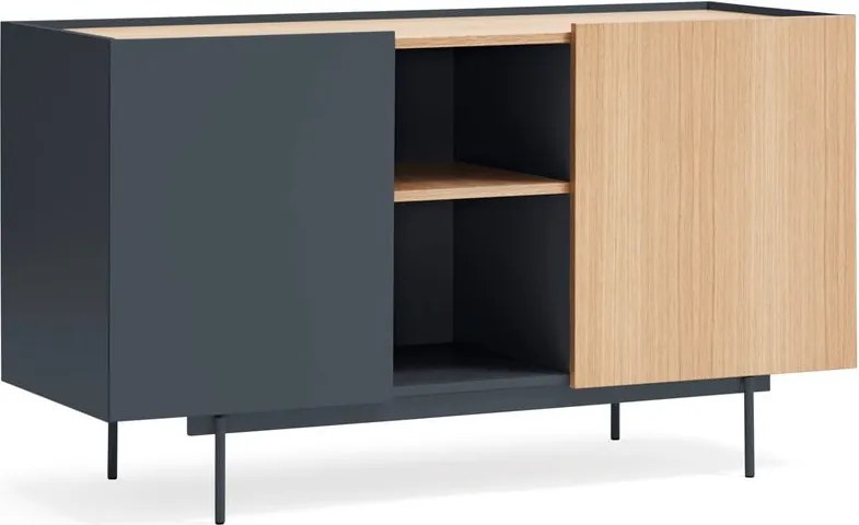 Nízká komoda v dekoru dubu v antracitovo-přírodní barvě 130x78 cm Otto – Teulat