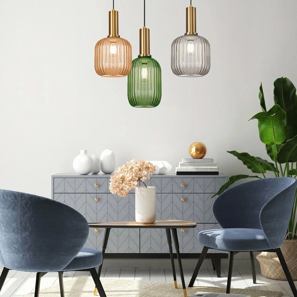 Toolight Rea, Skleněné závěsné stropní svítidlo APP462-1CP Green, OSW-00592