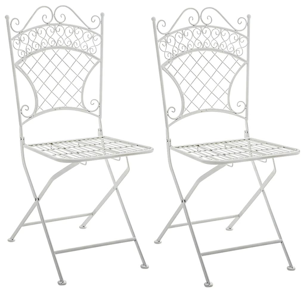 Skládací kovová židle Adelar (SET 2 ks) - Bílá