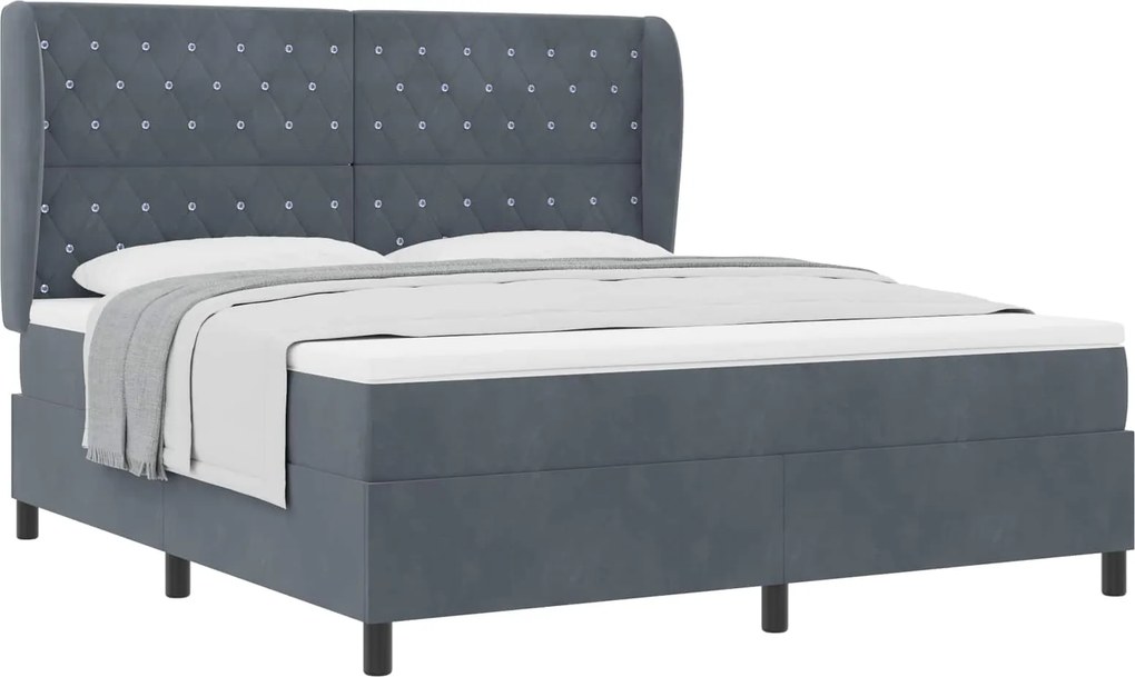 Postel s boxspringem s čelo Tmavě šedá 200 x 180 cm samet 3340887