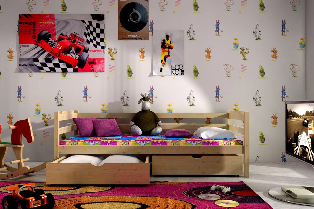 Dětská postel VANDA vč. roštu, úložných prostor a matrace Rozměr: 200 cm x 90 cm, Povrchová úprava: netransparentní barva bílá