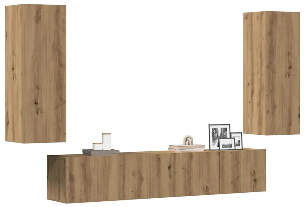 Nástěnné TV skříňky 4 ks dub artisan kompozitní 3328972