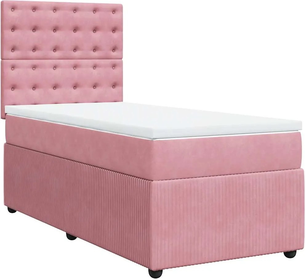 Box spring postel s matrací růžová 80 x 200 cm samet 3292207