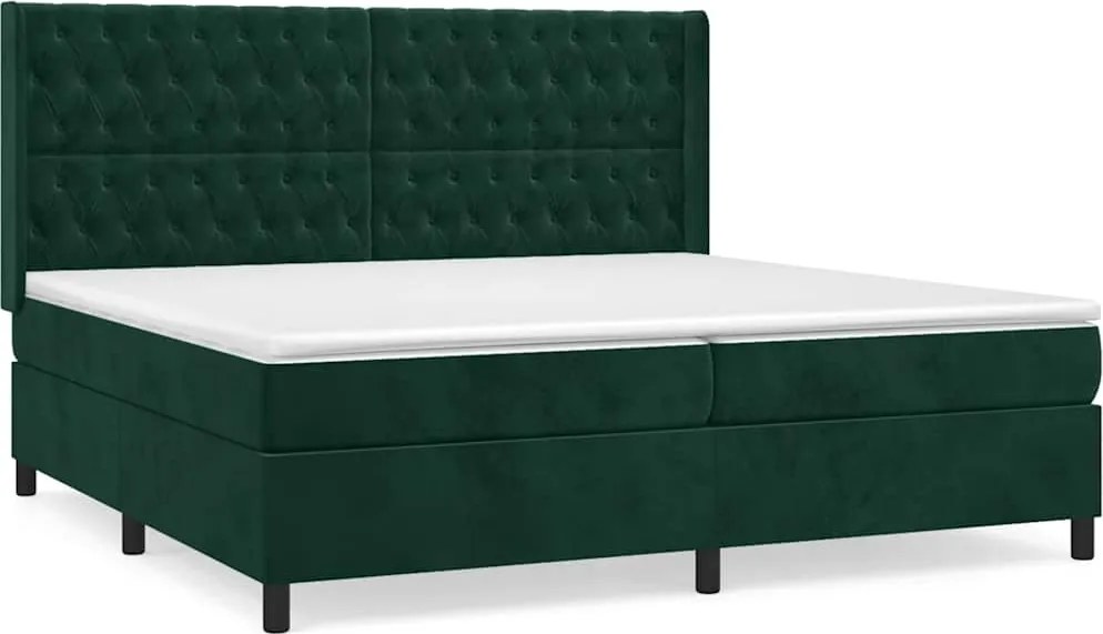 Box spring postel s matrací tmavě zelená 200x200 cm samet 3132882