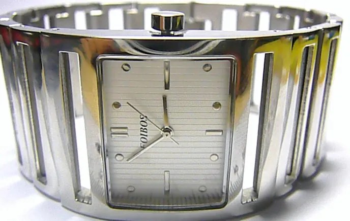 Foibos Dámské ocelové stříbrné hranaté čitelné hodinky Foibos 1648 3ATM
