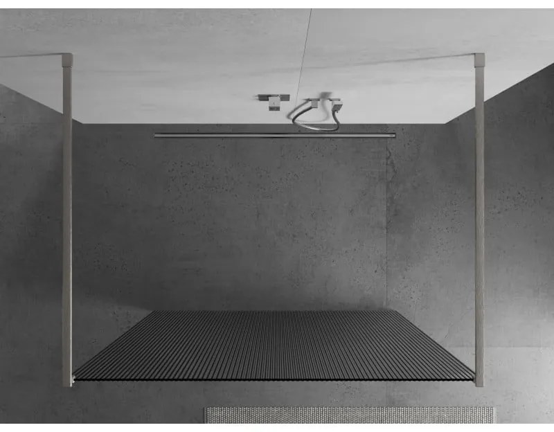 Mexen Kioto, sprchová zástěna Walk-In 100 x 200 cm, 8mm sklo s žebrovým vzorem, broušená ocel profil, 800-100-002-97-09