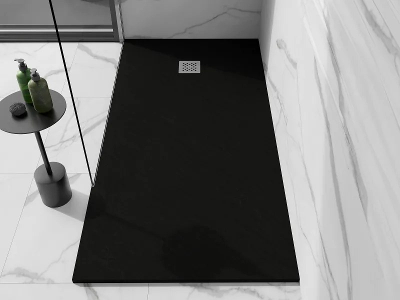 Mexen Stone+, obdélníková vanička z minerálního kompozitu 200 x 80 cm, černá matná, 44708020