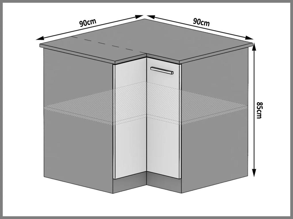 Kuchyňská skříňka Belini spodní rohová 90 cm šedý mat s pracovní deskou  TOR SNP90/2/WT/SR/0/B1