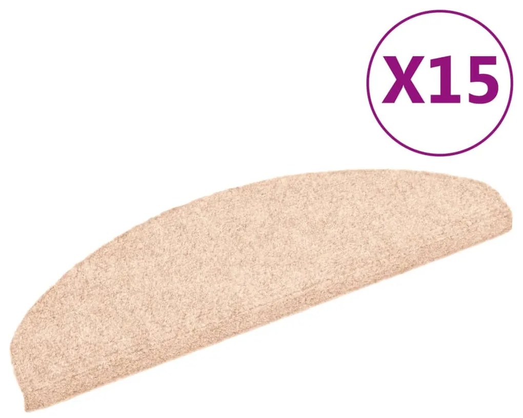 vidaXL Marketos Schodové rohože samolepicí 15 ks 65 x 21 x 4 cm světle hnědé, půlkulaté, velké