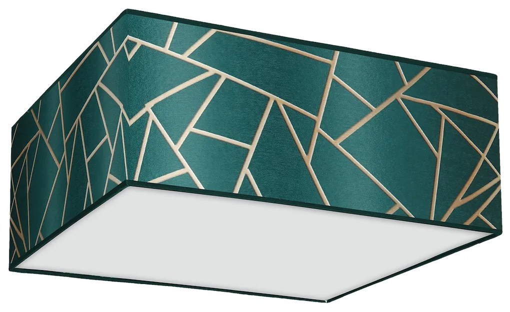 Stropní svítidlo Ziggy Square, 1x zelené/zlaté textilní stínítko, (bílé plexisklo), (50 cm)