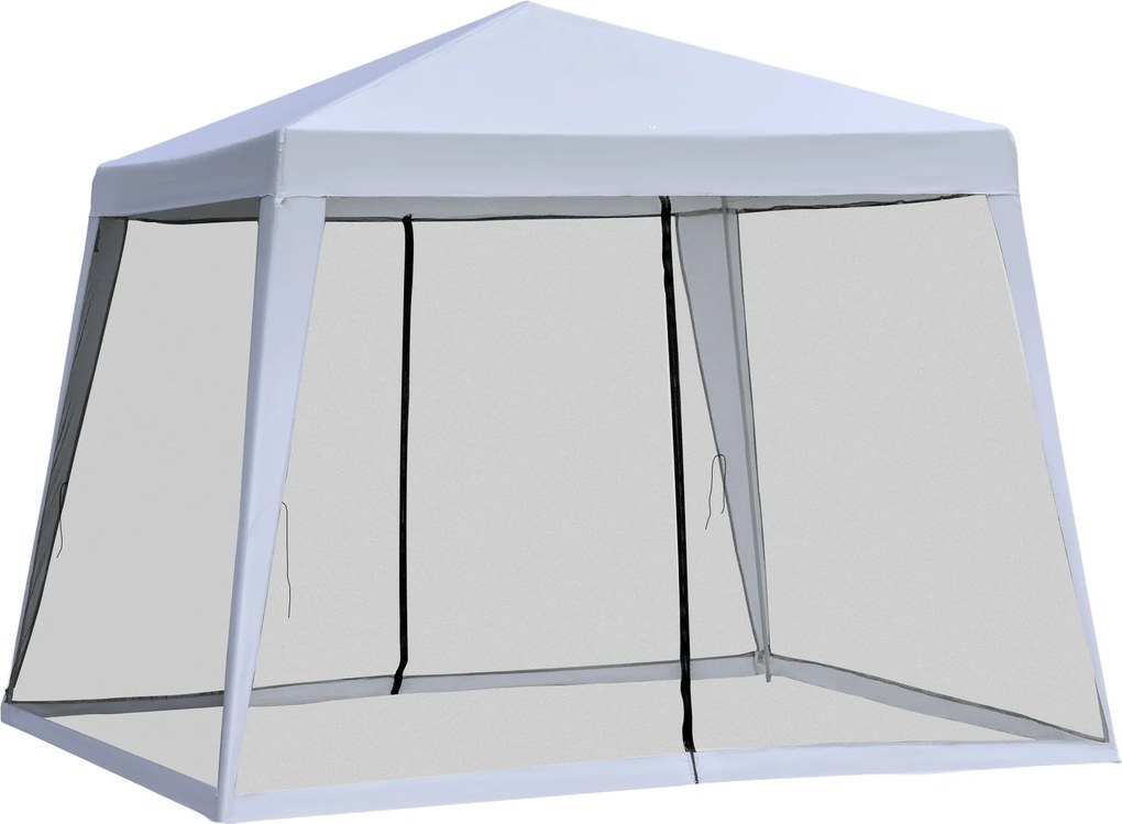 Zahradní pavillon Outsunny - party stan s voděodolnou střechou a moskytiérou, kov + polyester, Šedý, 3 x 3 m | Aosom