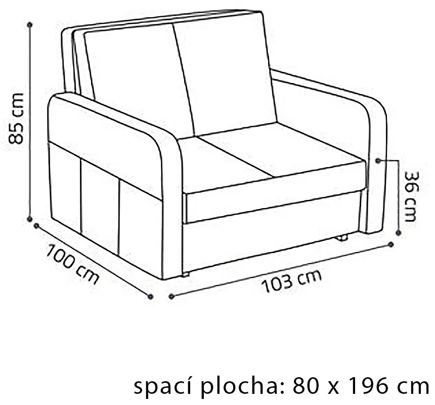 Pohovka VIVA I PUFF | 103 cm | rozkládací + úložný prostor | kapsy na bocích | VÝBĚR TKANIN