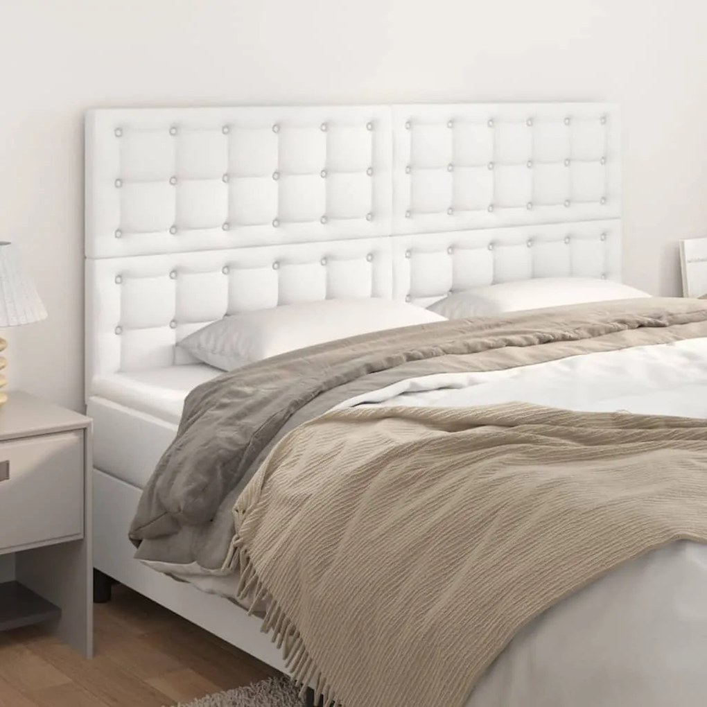 Čelo postele bílé 200 x 5 x 118/128 cm umělá kůže 3116441
