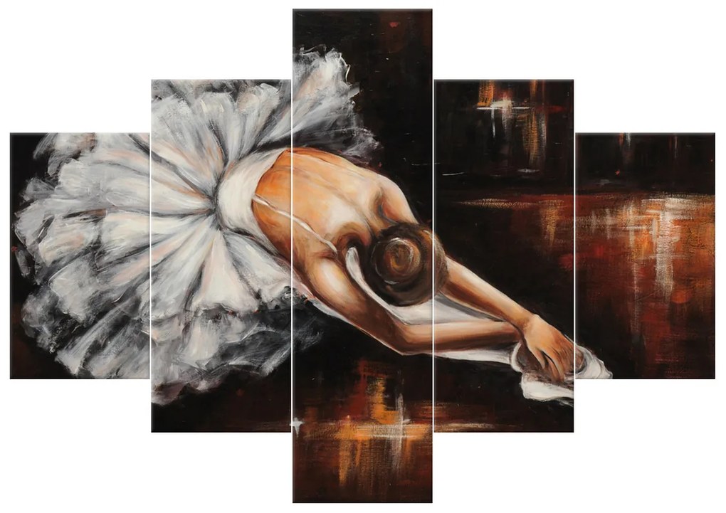 Gario Ručně malovaný obraz Rozcvička baletky - 5 dílný Rozměry: 100 x 70 cm