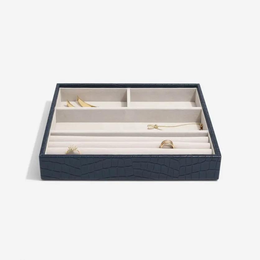 Box na šperky Classic Navy Croc Ring/Bracelets Layer | tmavě modrá