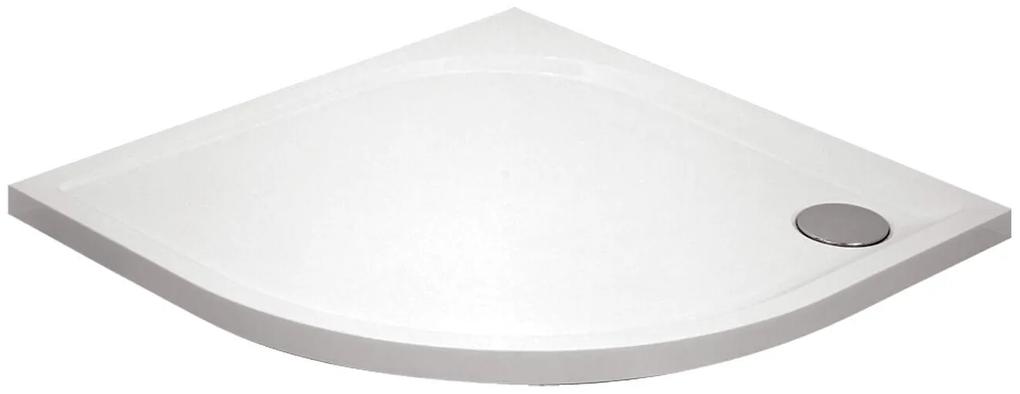 Deante Cubic, čtvrtkruhová akrylátová sprchová vanička 80x80x4, 5 cm, hloubka 3cm, bílá, KTK_052B