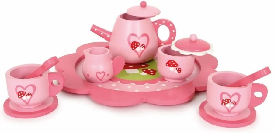 Růžový čajový set Legler Toadstool