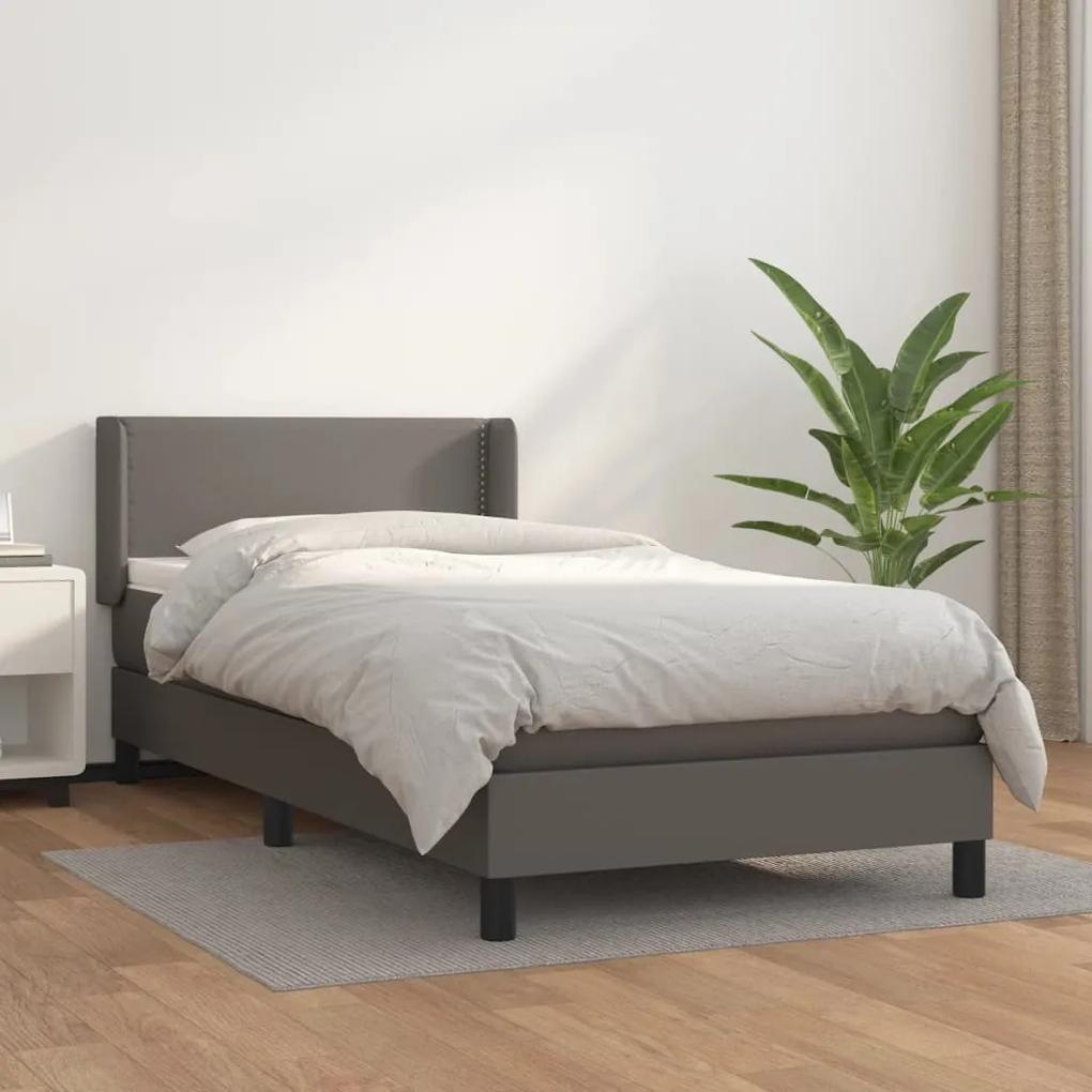 Box spring postel s matrací šedá 80 x 200 cm umělá kůže,  3130689