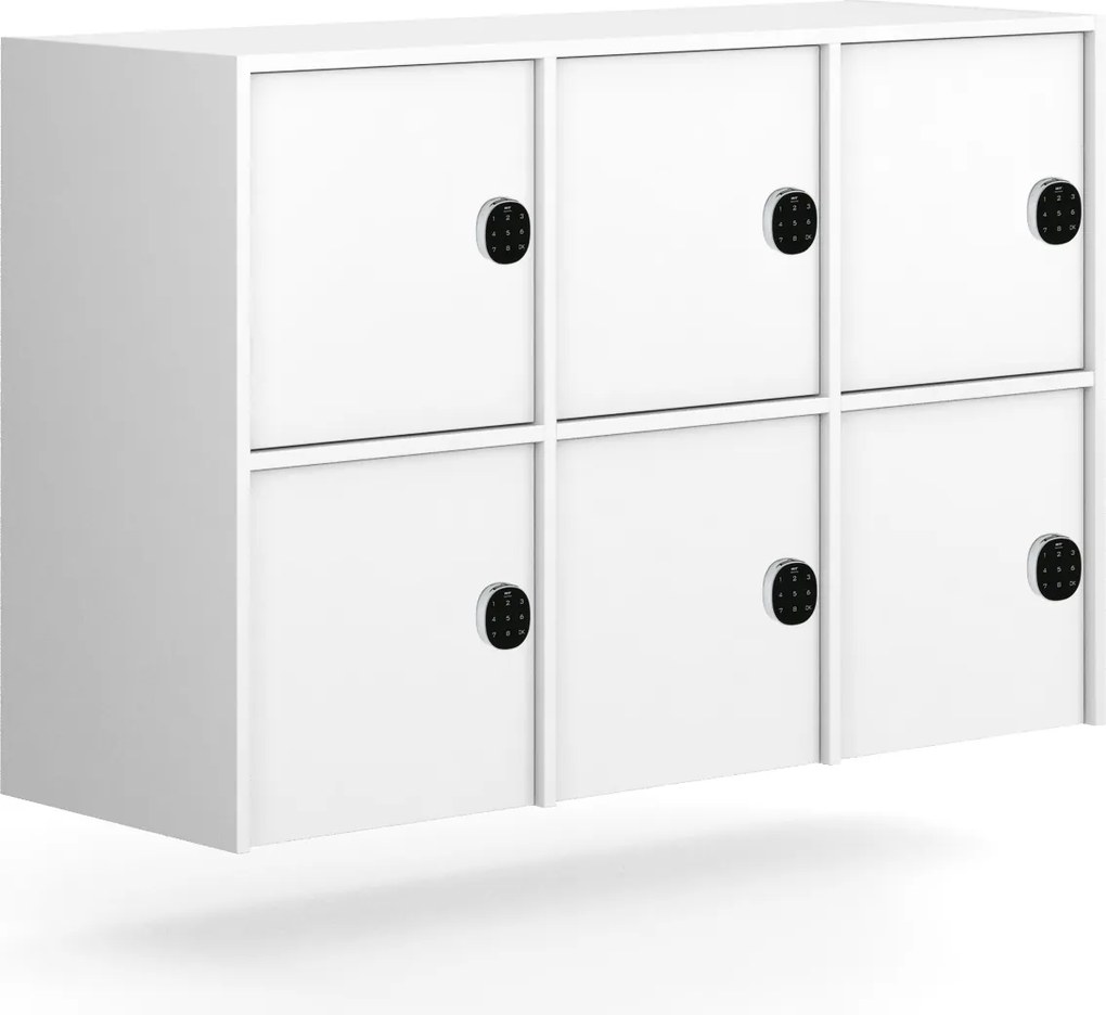 Nástavba pro skříně FRAME, 6x dveře, 1299 x 450 x 854 mm, kódový zámek, bílá