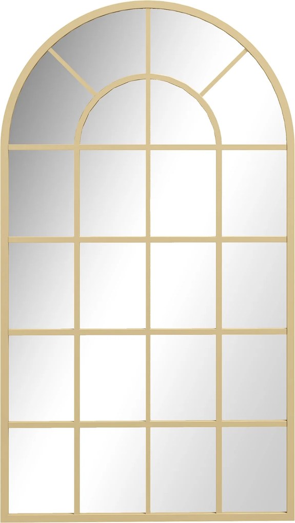 HOMCOM Nástěnné zrcadlo - Zrcadlo do šatny 110 x 65 cm Dekorativní zrcadlo s kovovým rámem Zavěšené zrcadlo do obývacího pokoje pro ložnici Zlaté | Ao