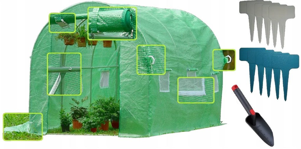Zahradní fóliovník 2x3,5 m zelený + dárek