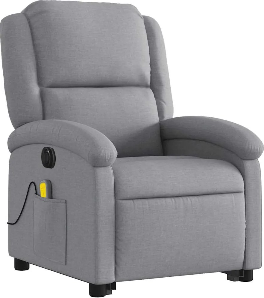 Elektrické zvedací masážní polohovací křeslo světle šedé textil 3204200