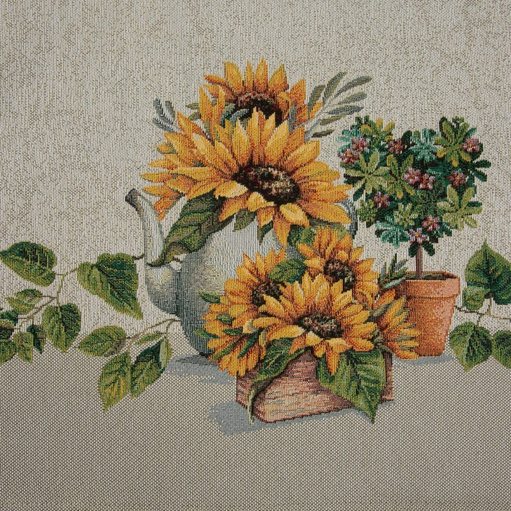 GOBELÍNOVÝ UBRUS NATUR 140X180 CM KVĚTY