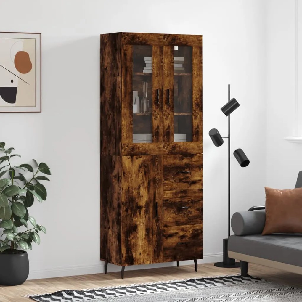 Skříň highboard kouřový dub 69,5 x 34 x 180 cm kompozitní dřevo - Default Title