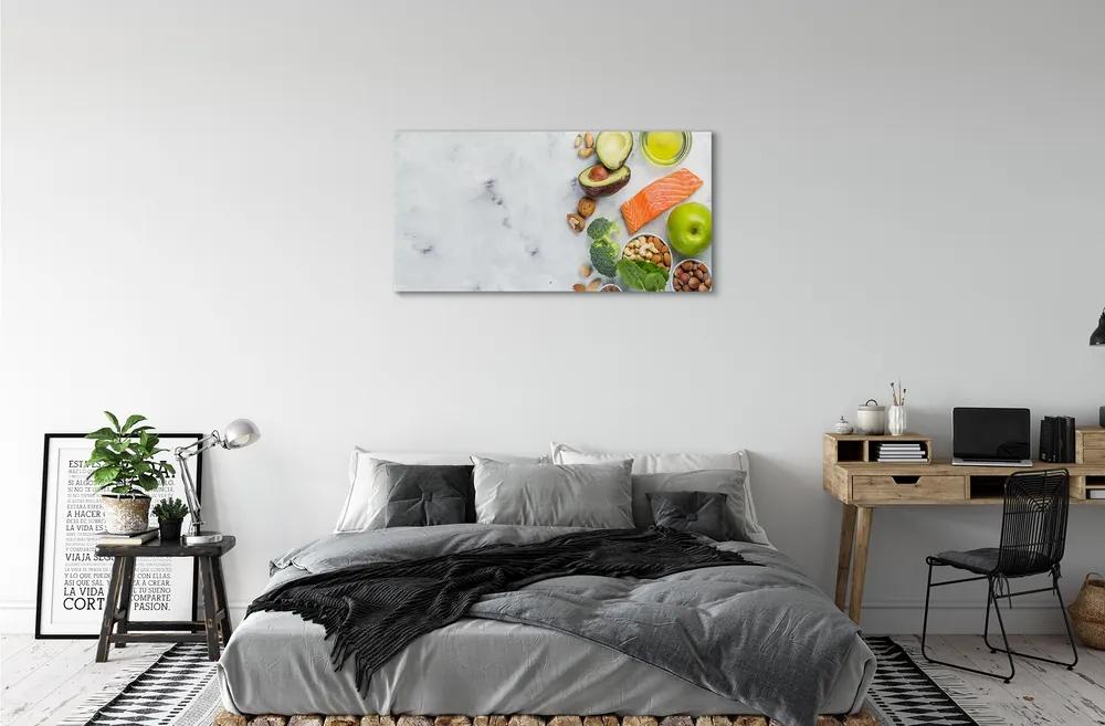 Obrazy na plátně Lososový olej jablko ořechy 100x50 cm