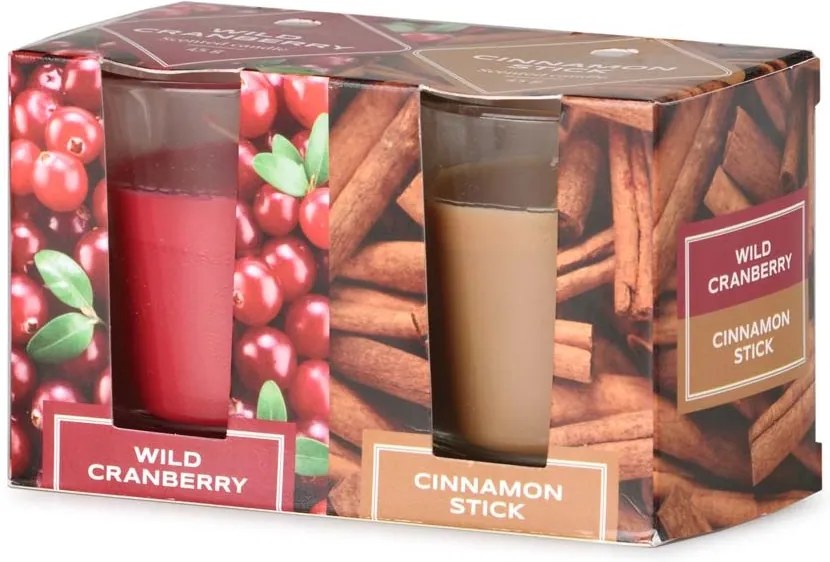 Emocio Sklo 52x65 mm 2 ks v krabičce Wild Cranberry & Cinnamon Stick, vonná svíčka